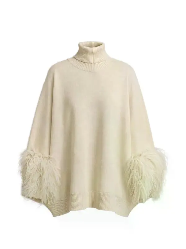 Alberta Ferretti Feather-trim Roll-neck Sweater