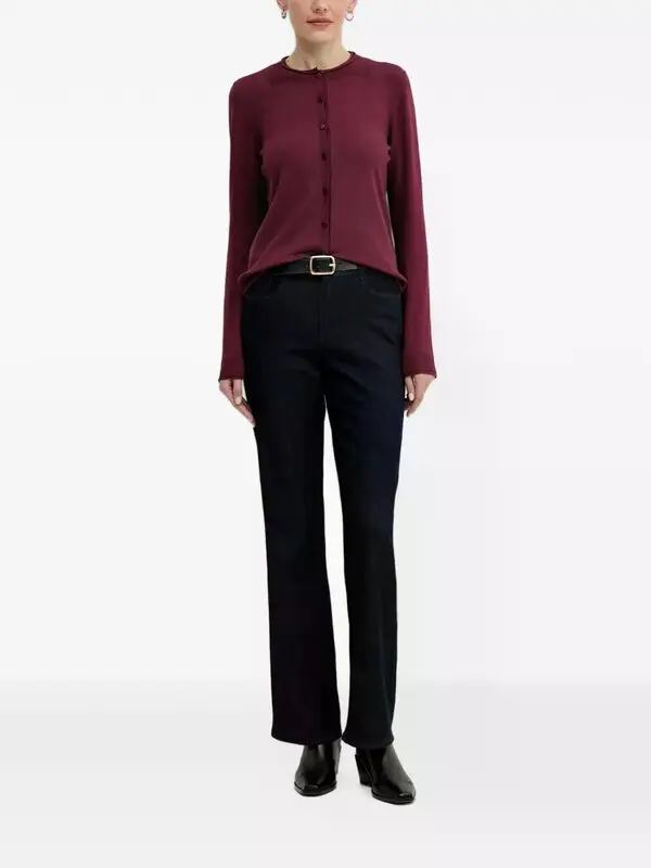 Sisley Ribbed-trim Button-up Cardigan - Red
