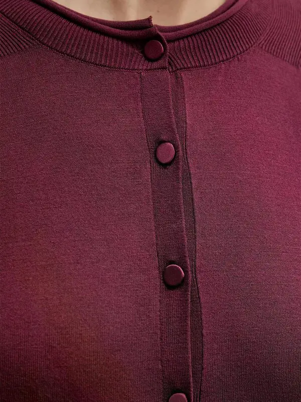 Sisley Ribbed-trim Button-up Cardigan - Red