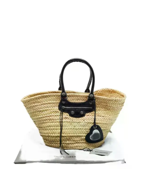 Balenciaga Small Le Cagole Raffia Tote Bag
