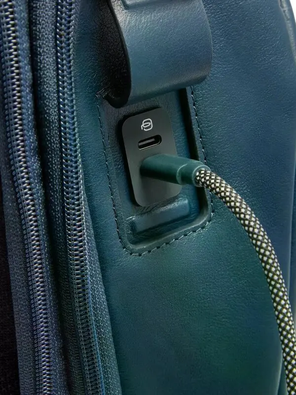 PIQUADRO Logo-embossed Leather Backpack