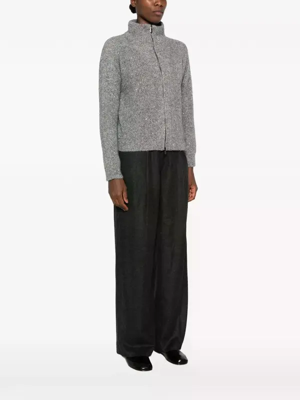 Peserico Sequin-embellished Ribbed Cardigan