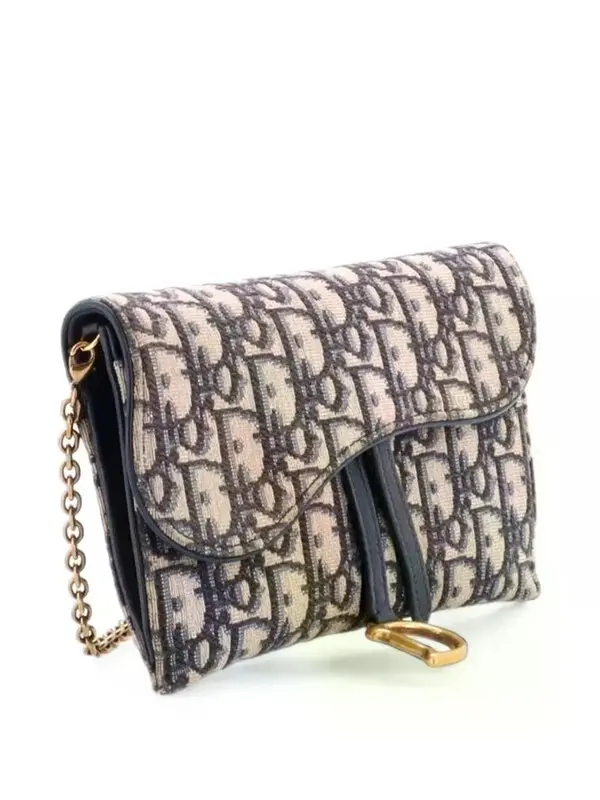 Dior Saddle Chain Wallet Oblique Canvas Crossbody Bag