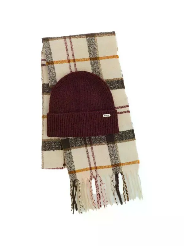 Barbour Olivia Checked Scarf And Beanie Hat Set