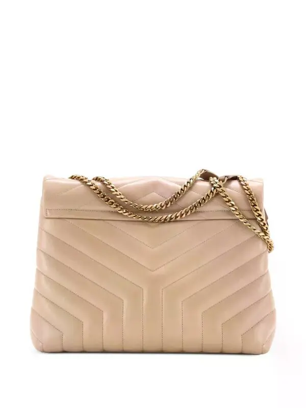 Saint Laurent Loulou Matelasse Chevron Leather Medium Shoulder Bag - Neutrals