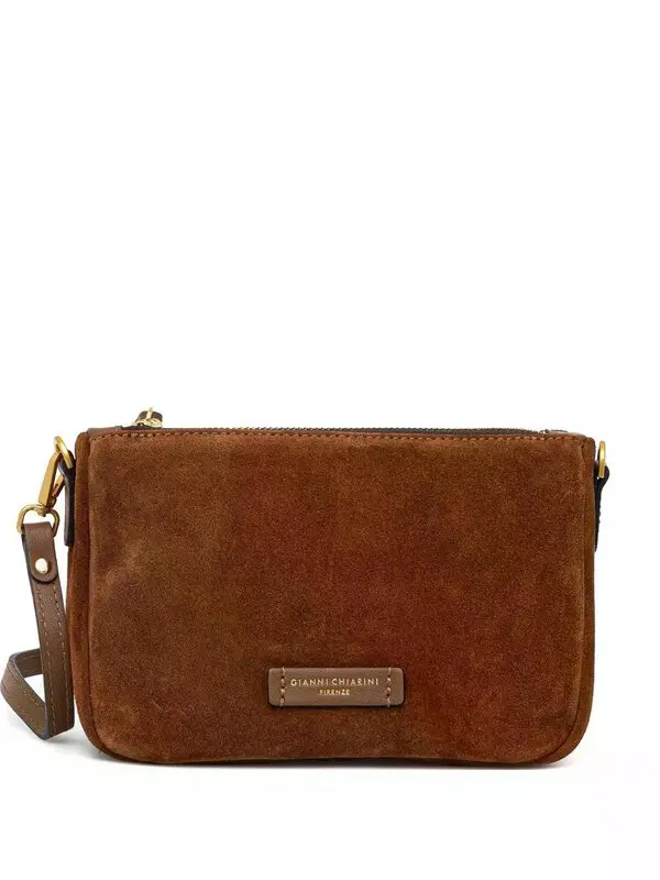 GIANNI CHIARINI Small Nora Suede Pouch Bag - Brown