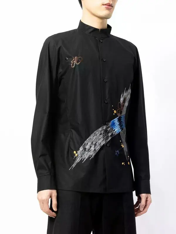 Shiatzy Chen Embroidered Mandarin-collar Cotton Shirt