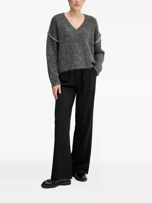 SANDRO FERRONE Whipstitch-detail V-neck Sweater