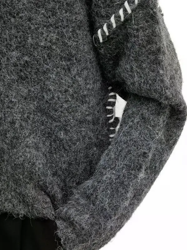 SANDRO FERRONE Whipstitch-detail V-neck Sweater
