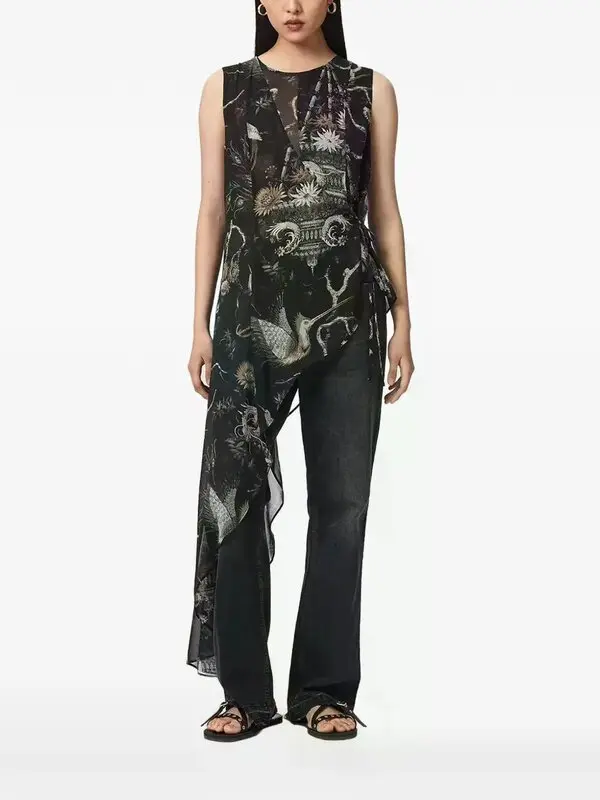 ALLSAINTS Enola Graphic-print Asymmetric Blouse