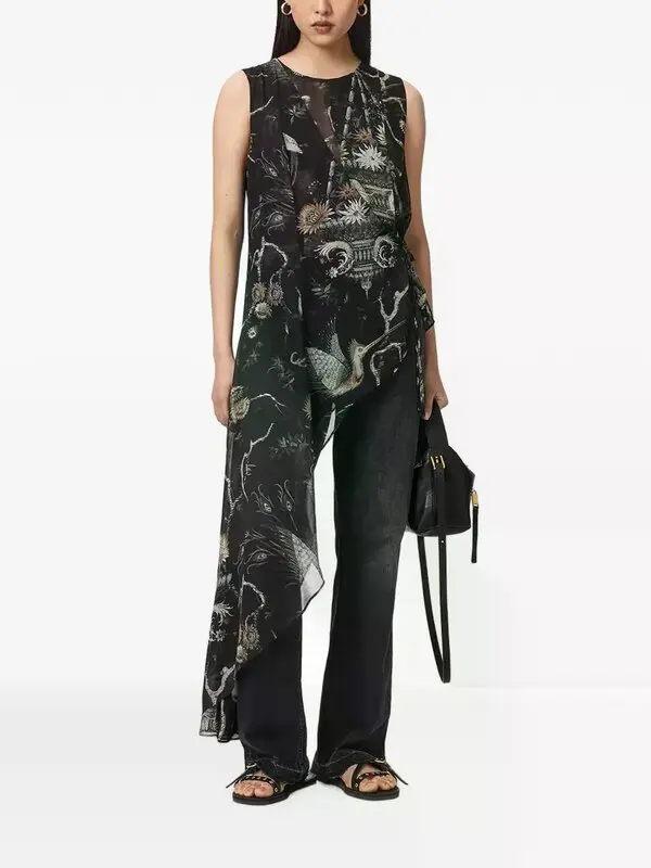 ALLSAINTS Enola Graphic-print Asymmetric Blouse