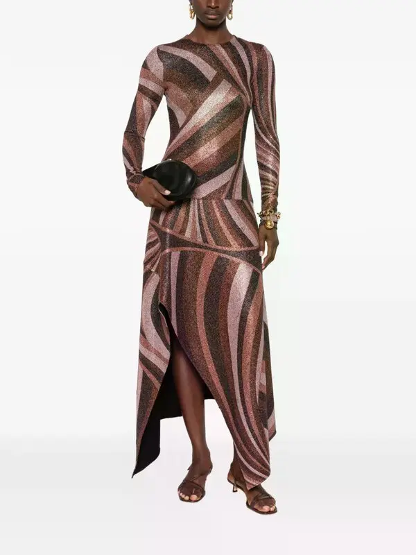 Emilio Pucci Marmo-print Handkerchief-hem Asymmetric Dress