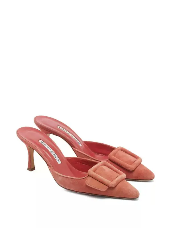 Manolo Blahnik Maysale Buckle Mules - Red