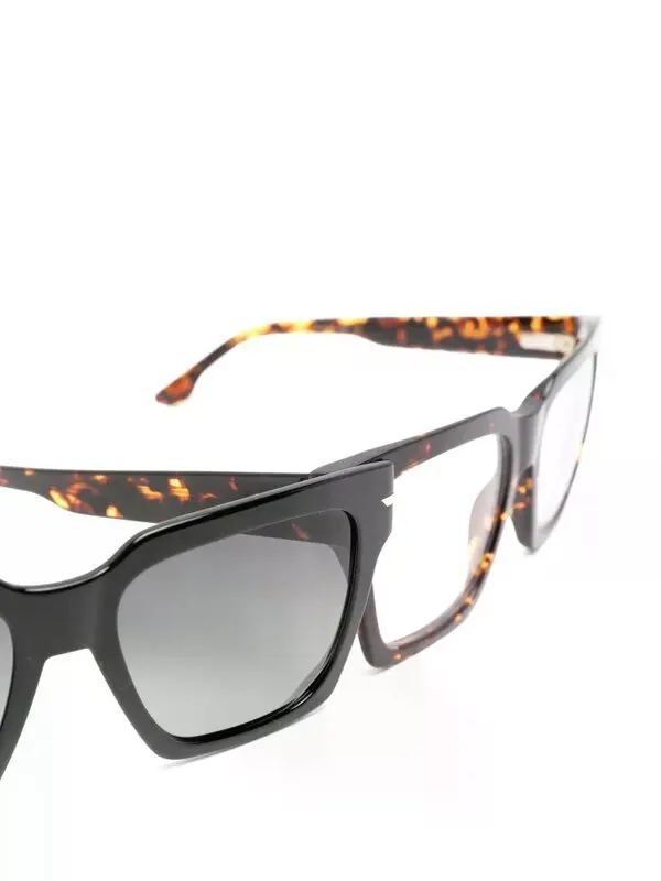 Victoria Beckham Tortoiseshell-effect Clip-on Square-frame Sunglasses