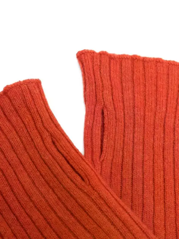 C.T.PLAGE Ribbed-knit Fingerless Gloves