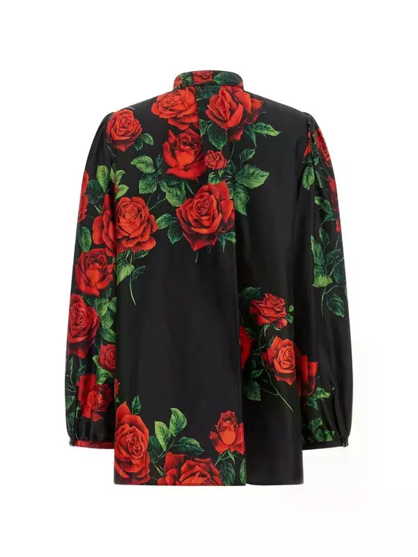Dolce & Gabbana Rose-print Silk Blouse