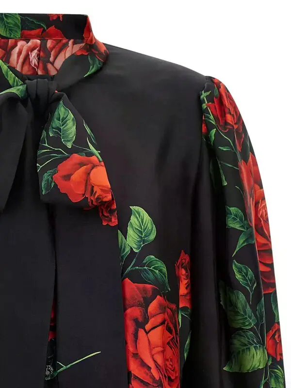 Dolce & Gabbana Rose-print Silk Blouse