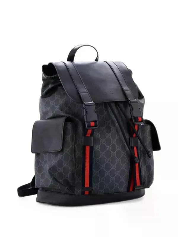 Gucci Double Pocket Buckle Gg Coated Canvas Large Backpack
