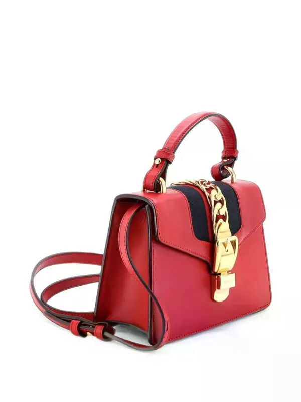 Gucci Sylvie Top Handle Bag Leather Mini Satchel