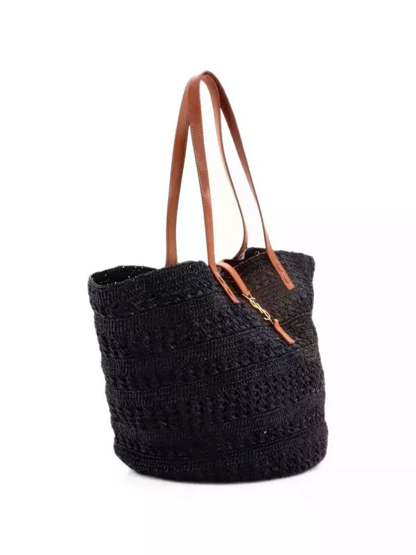 Saint Laurent Panier Monogram Basket Shopper Raffia Medium Tote Bag