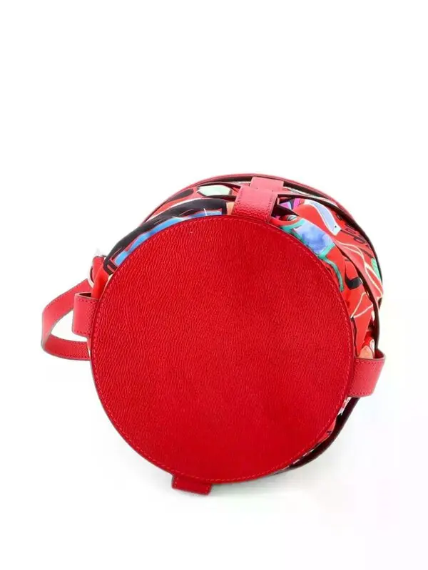 Hermès Musardine Printed Silk With Leather Bucket Bag