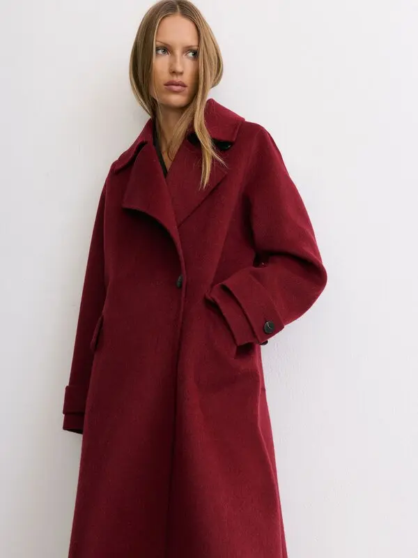 REISS Petite Wool-blend Blindseam Long Coat - Red