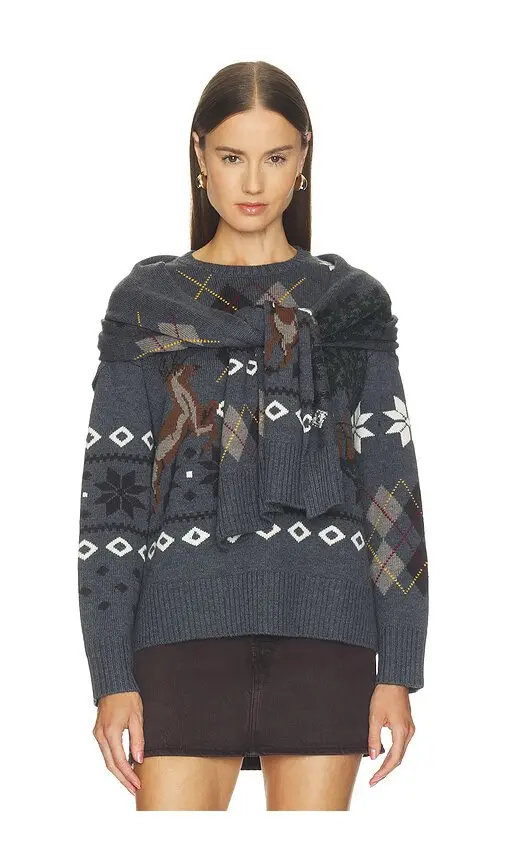 Monse Mixed Fair Isle Crew Neck Sweater With Scarf In . Also