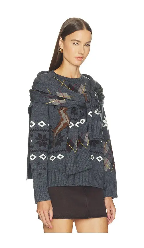Monse Mixed Fair Isle Crew Neck Sweater With Scarf In . Also
