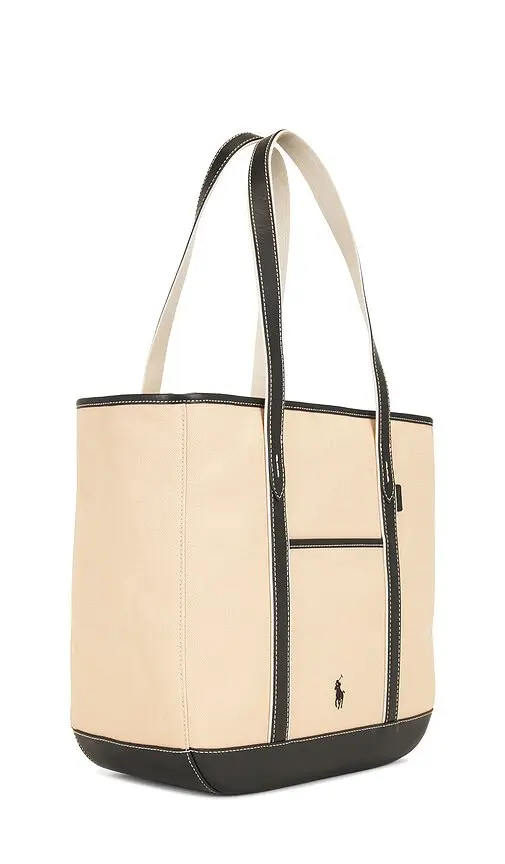 Polo Ralph Lauren Canvas Leather Tote Medium Bag