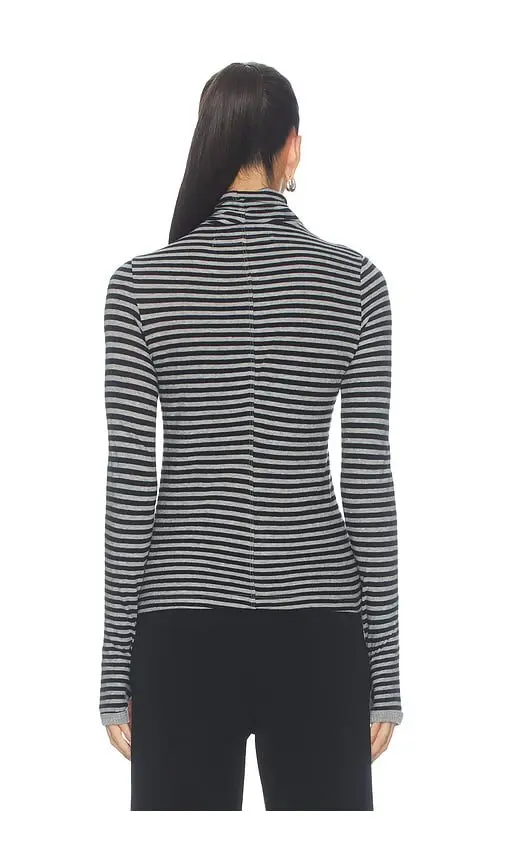 Enza Costa Cashmere Jersey New Classic Turtleneck In Mini Stripe In . Also