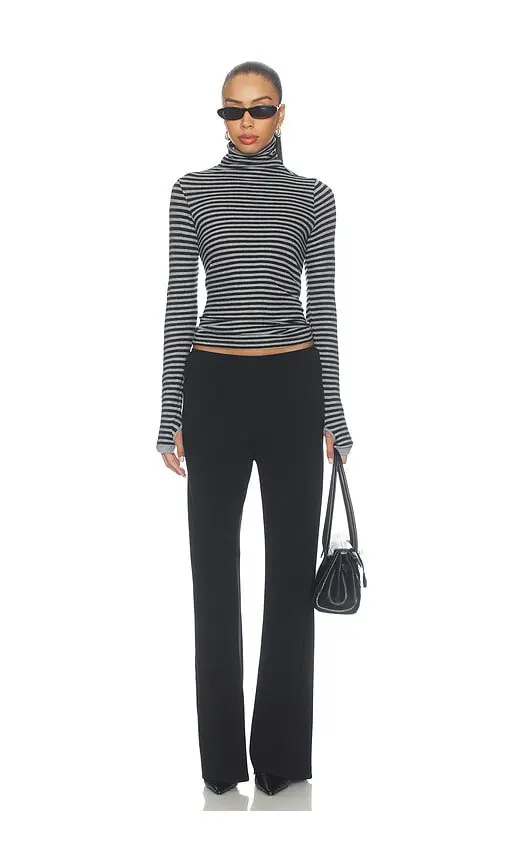 Enza Costa Cashmere Jersey New Classic Turtleneck In Mini Stripe In . Also