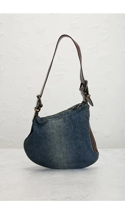 FWRD RENEW Fendi Denim Oyster Shoulder Bag