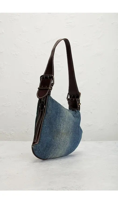 FWRD RENEW Fendi Denim Oyster Shoulder Bag