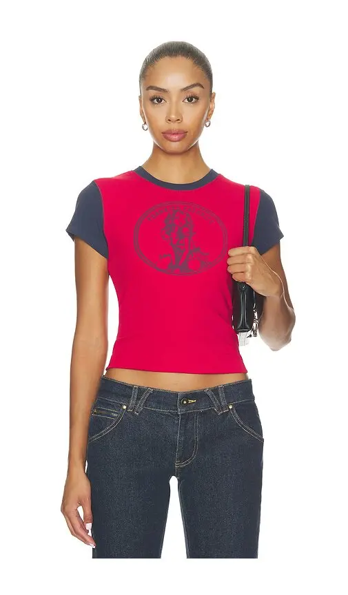 Frankies Bikinis Eva Cotton Ribbed Tee Shirt In . Also