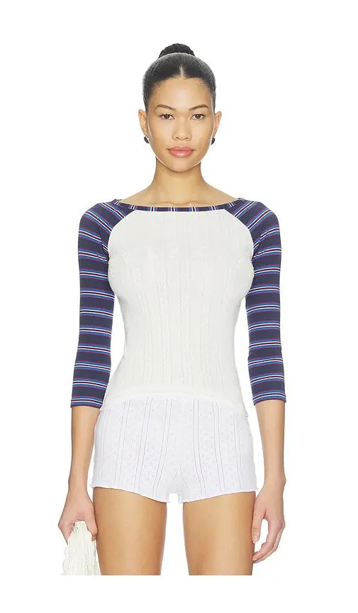 Frankies Bikinis Game Day Pointelle Baseball Tee In . Also