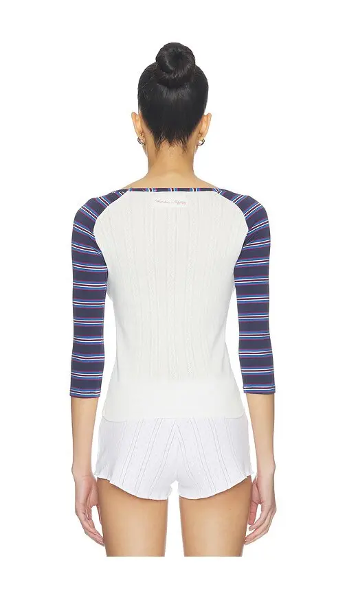 Frankies Bikinis Game Day Pointelle Baseball Tee In . Also
