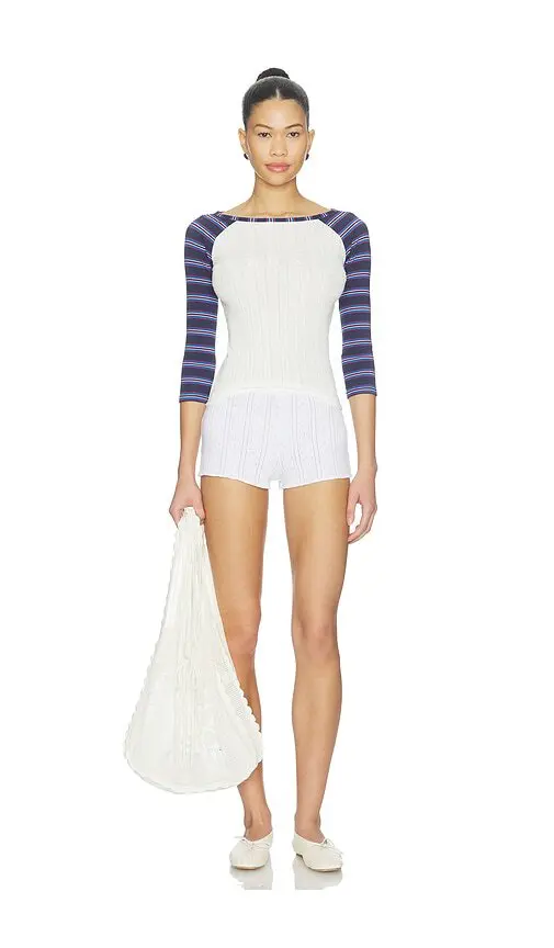 Frankies Bikinis Game Day Pointelle Baseball Tee In . Also