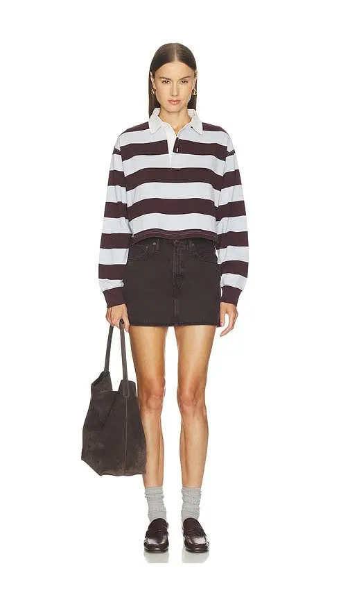 Good American The Cropped Rugby Polo Shirt In . Also