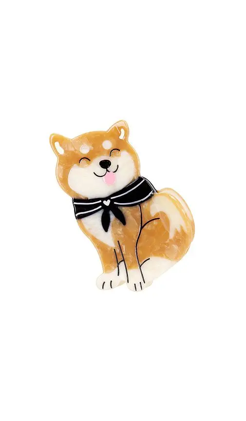 SOLAR ECLIPSE Hand-painted Shiba Inu Claw Hair Clip - Tan