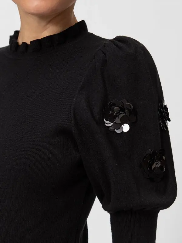 TWINSET Ruffle Neck Slim Fit Sweater With Sequins
