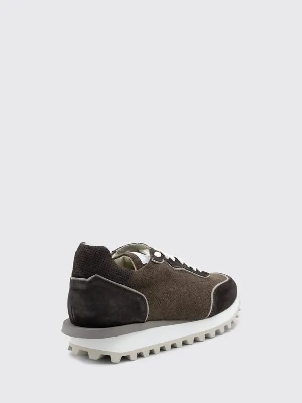Eleventy Suede And Wool Low Top Sneakers With Serrated Sole