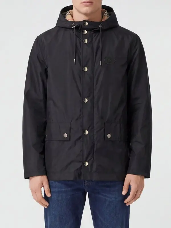 Burberry Technical Fabric Windbreaker Jacket With Hood And Zip Closure