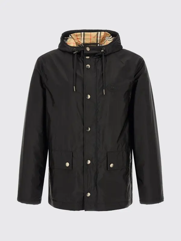 Burberry Technical Fabric Windbreaker Jacket With Hood And Zip Closure