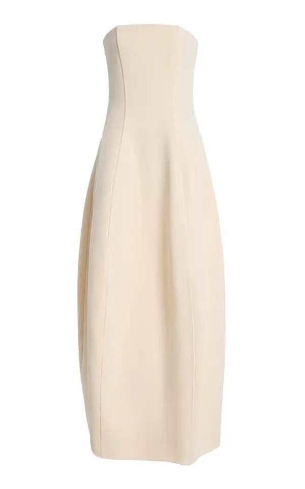 TOTEME Strapless Balloon Crepe Mini Dress - White
