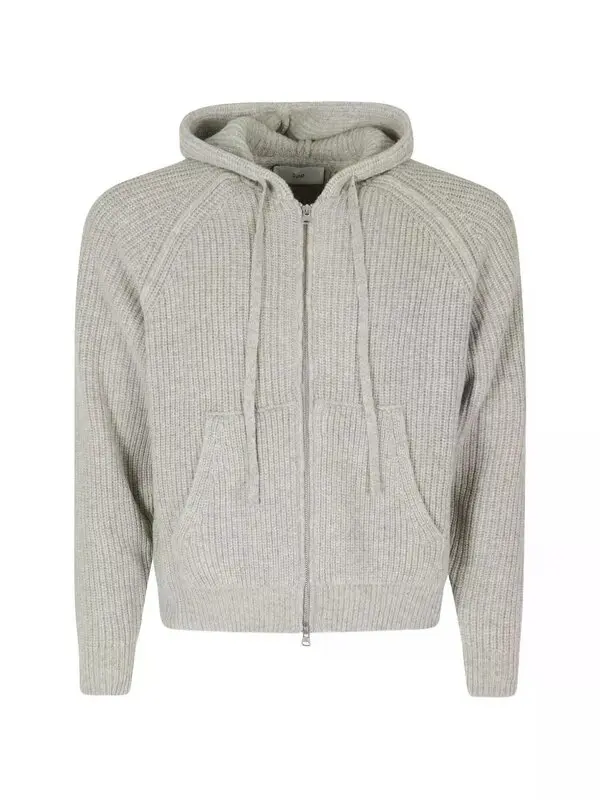DUNST Ribbed-knit Zip-up Cardigan - Grey