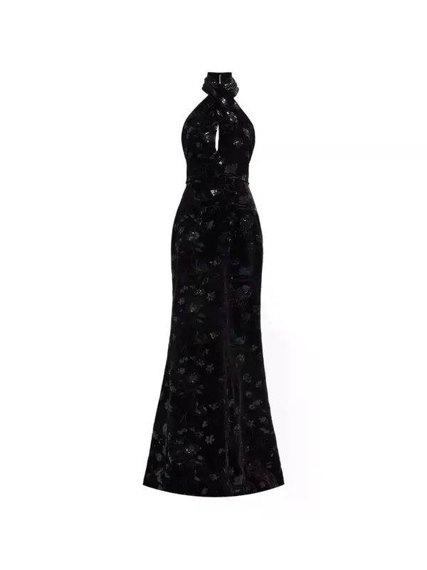 Elie Saab Embroidered Halter-neck Maxi Dress