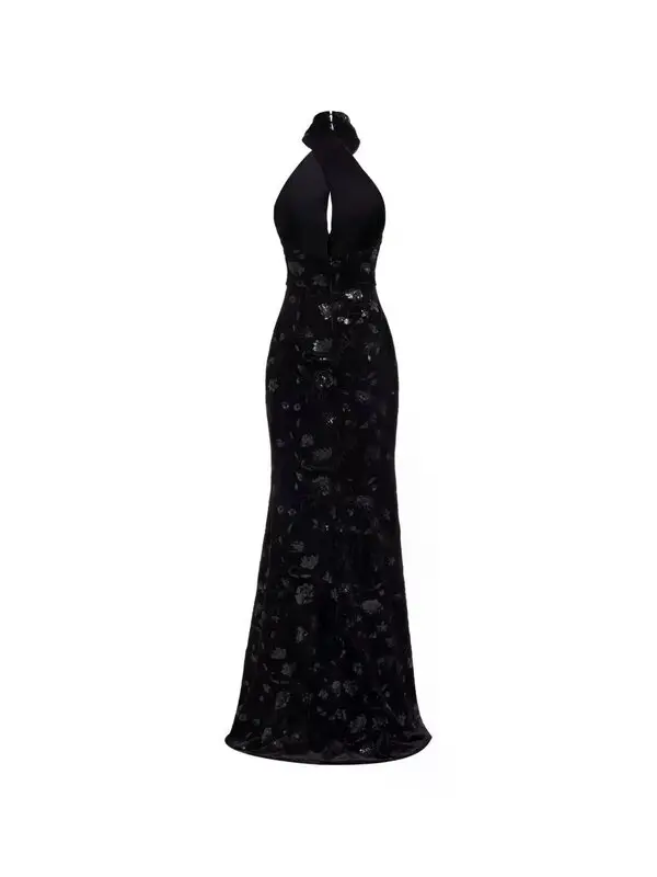 Elie Saab Embroidered Halter-neck Maxi Dress