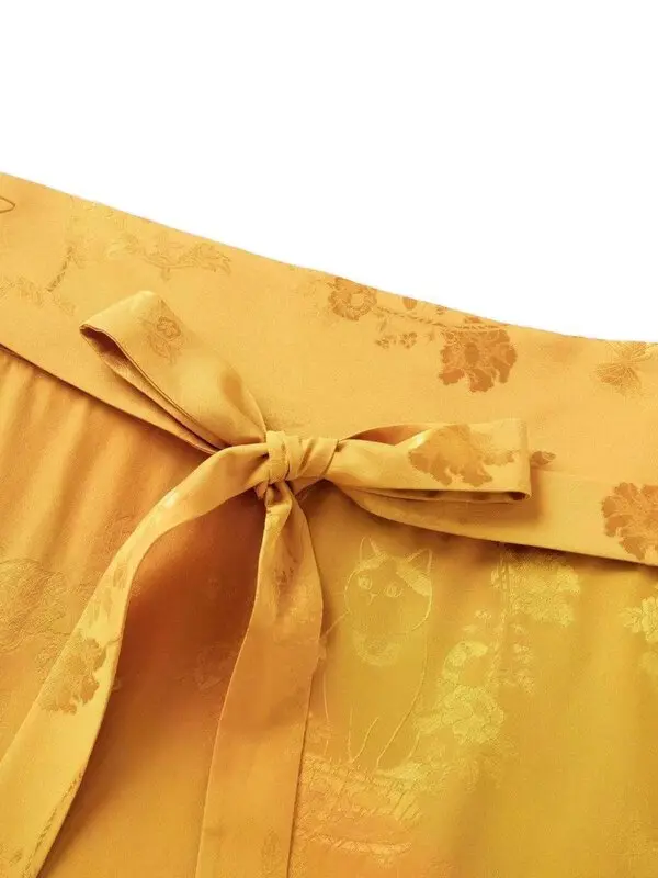 Shanghai Tang Chubby Jacquard Wrap Maxi Skirt