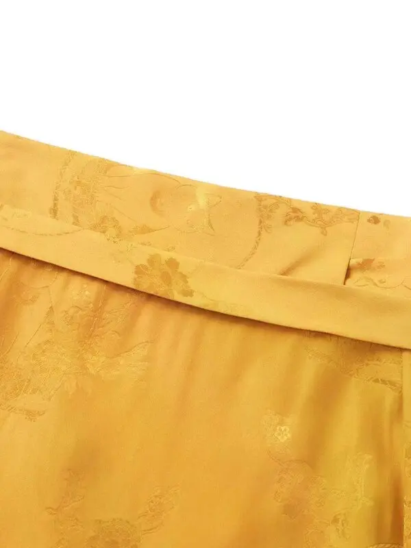 Shanghai Tang Chubby Jacquard Wrap Maxi Skirt