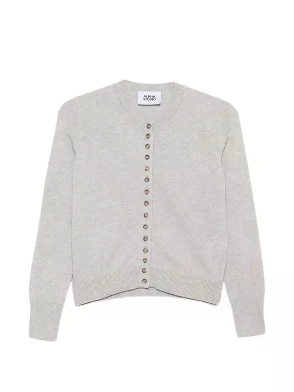 Alpha Studio Button-up Crew-neck Cardigan